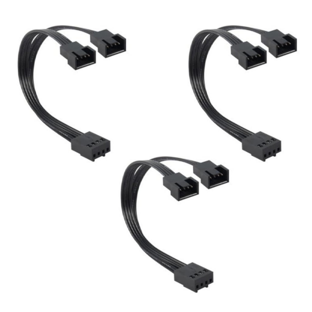 12V/4Pin PWM Fan Splitter Adapter Cable 1 to 2 Computer CPU Coolers Fan ...