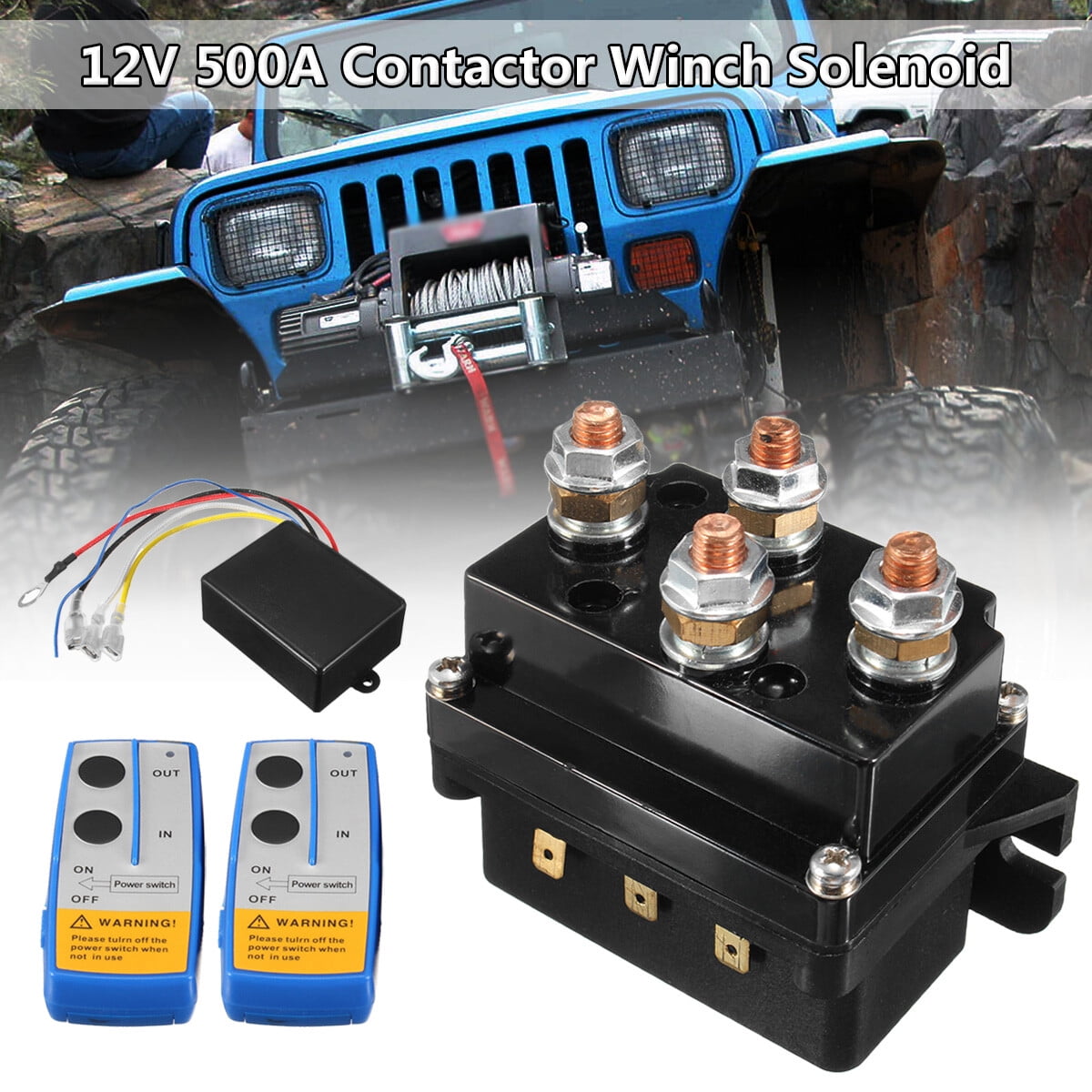 12V 500A Winch Control Solenoid Relay Contactor With Wireless Winch ...