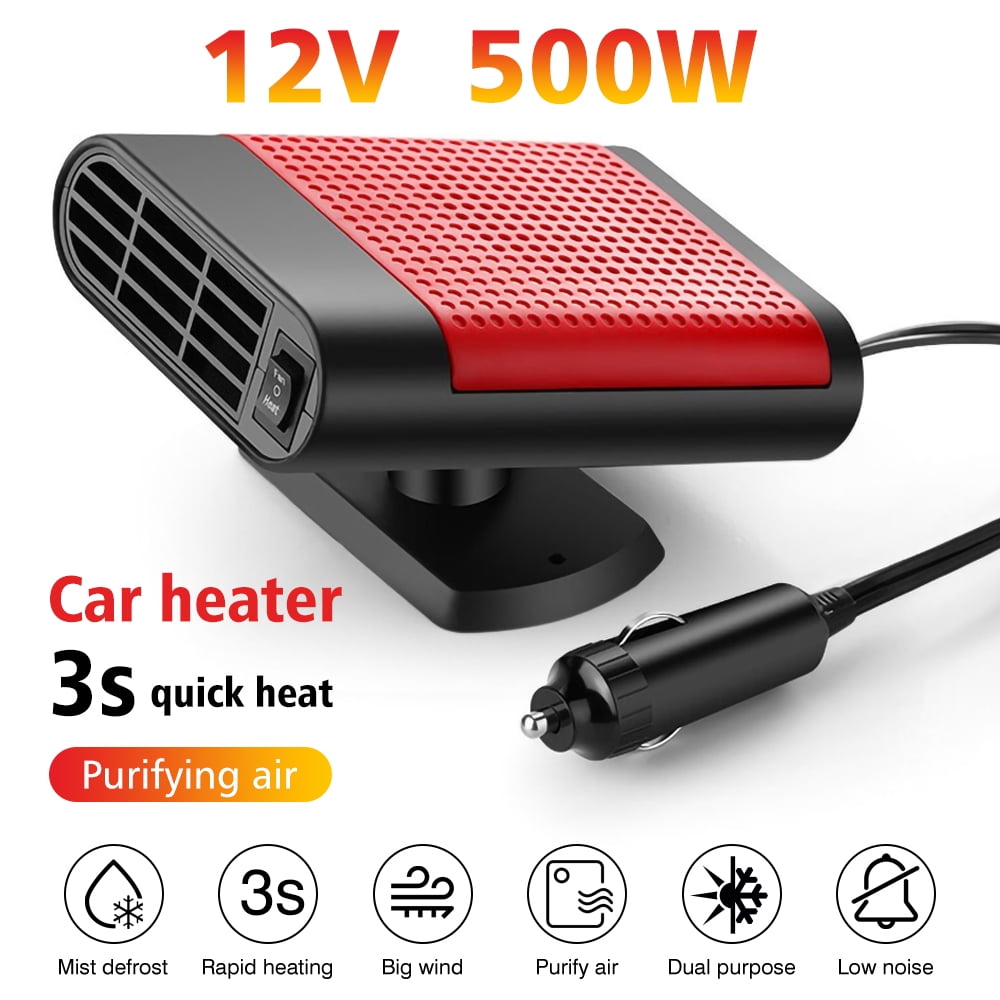 12V 500W Portable Car Space Heater 2 in 1 Defroster Heater Cooling Fan with 360 Degree Rotary ...