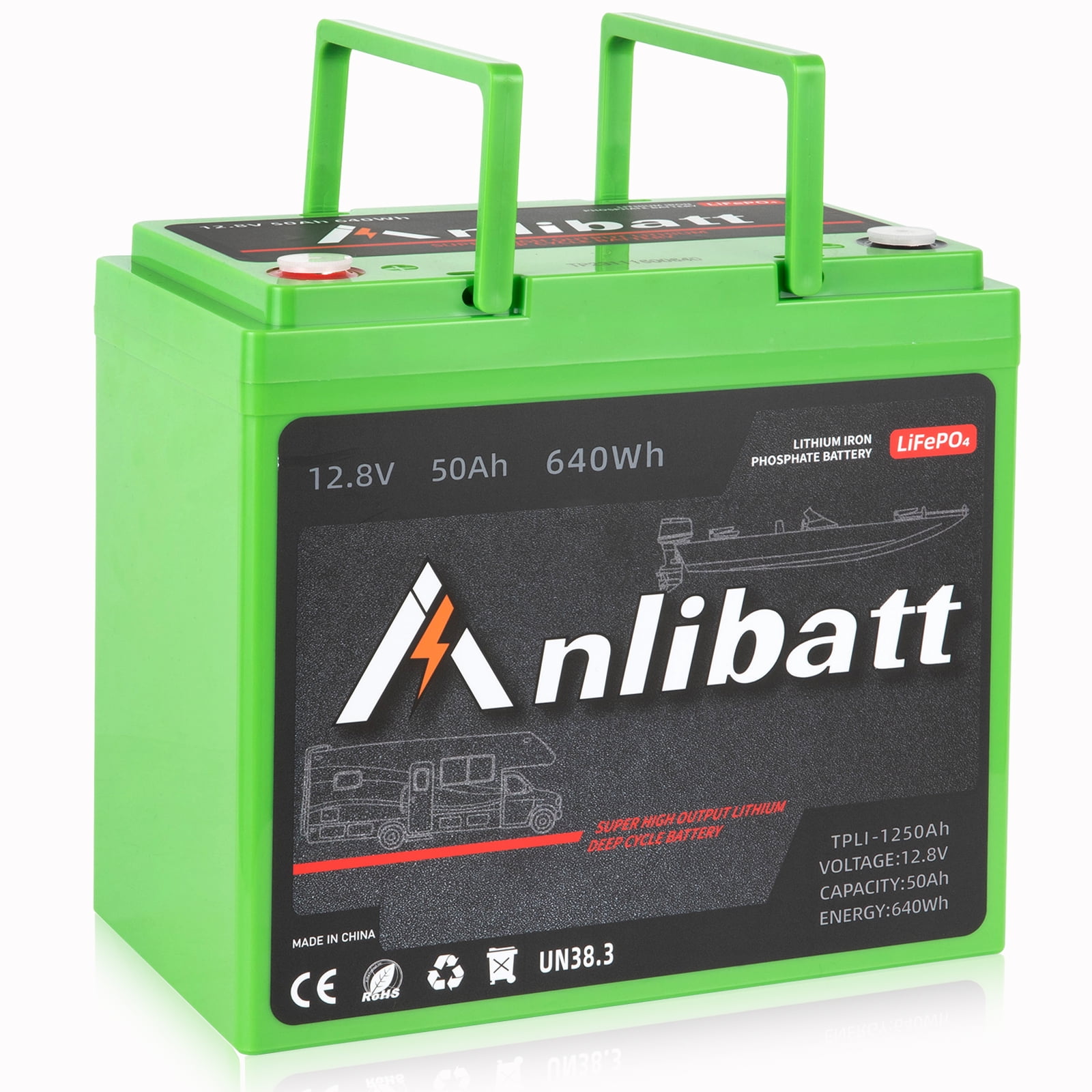 12V 50Ah LiFePO4 Lithium Battery, Deep Cycles Battery Rechargeable Low ...