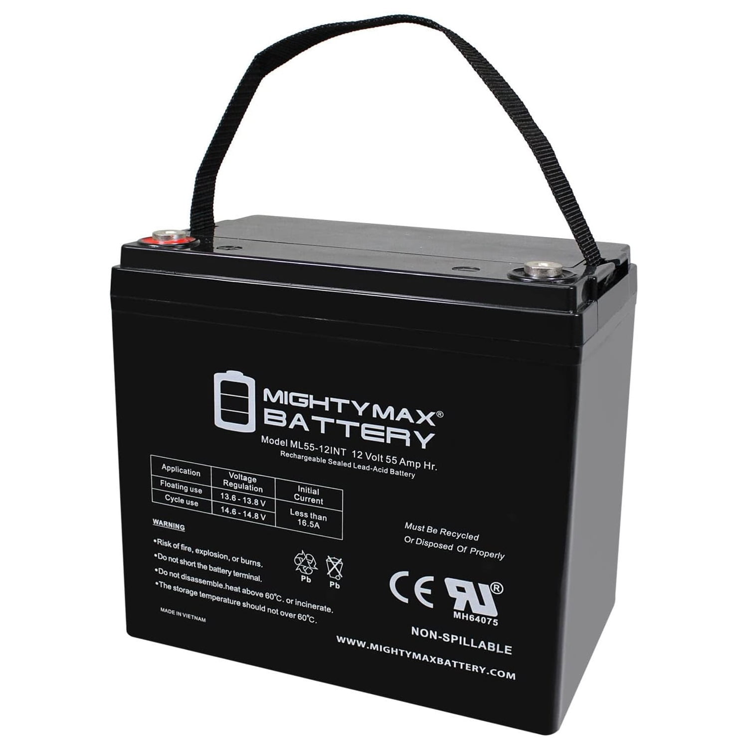 12V 55AH Internal Thread Battery for Active Care Wildcat 450 - Walmart ...