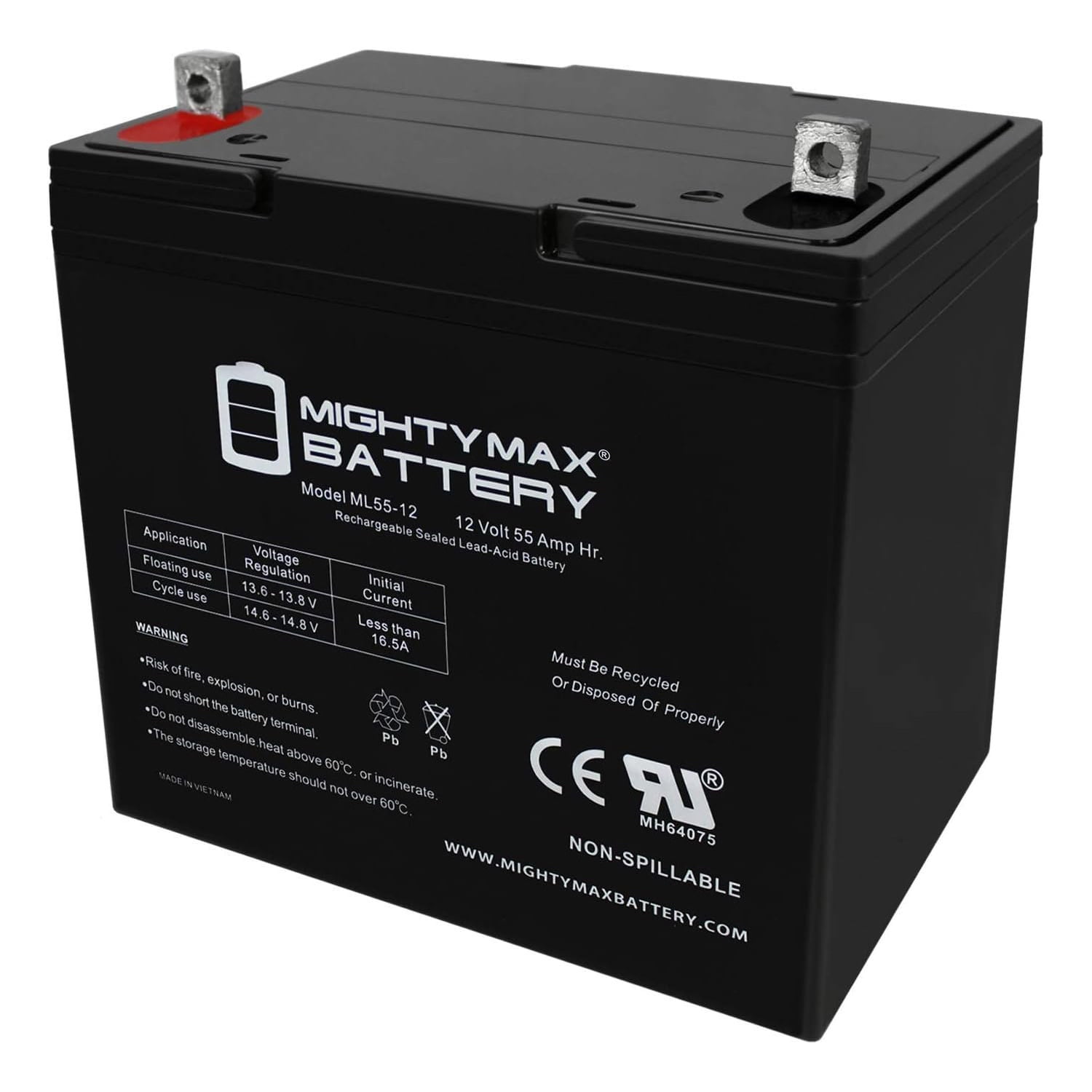 12V 55Ah Battery for Golden Compass HD Power Wheelchair Model #GP620 ...