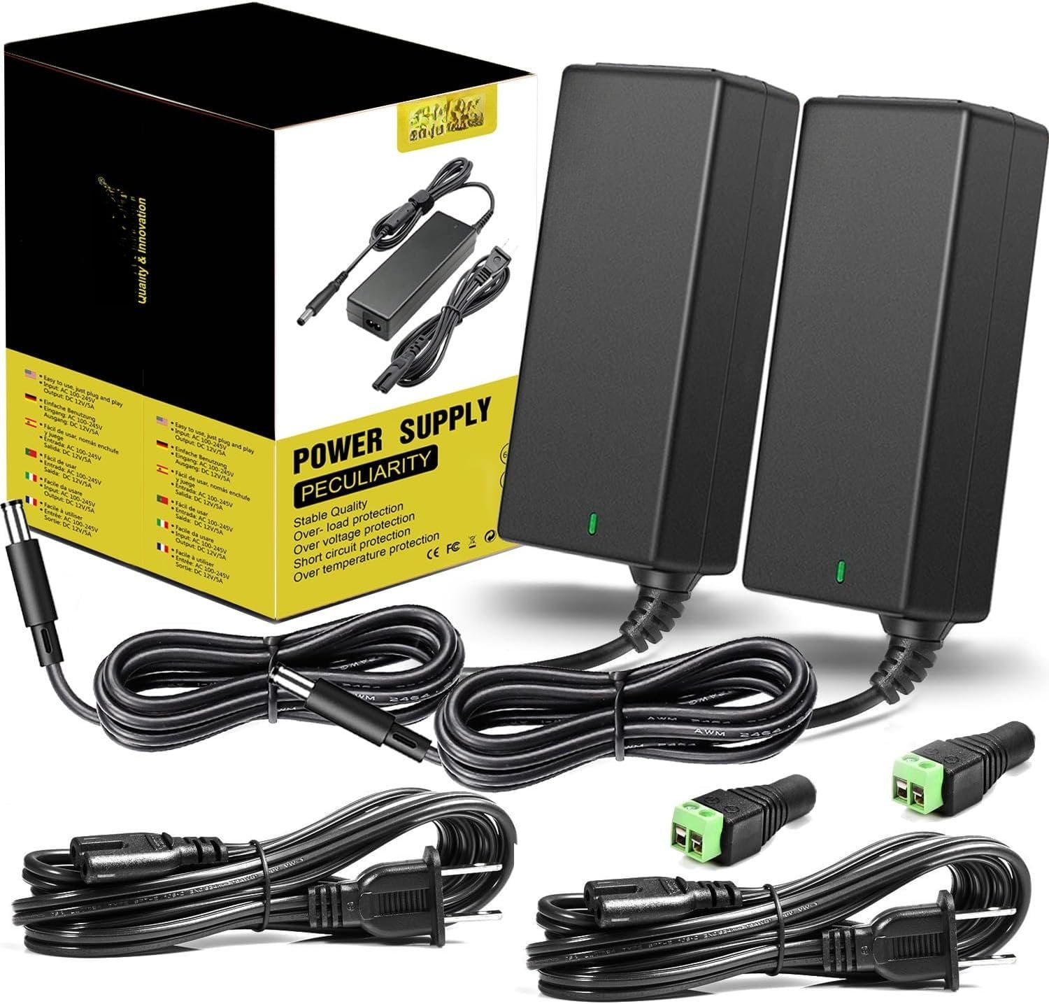 12V 5A Power , AC 120V to DC12V 5.5x2.1mm Jack Converter, 12 Driver 60W ...