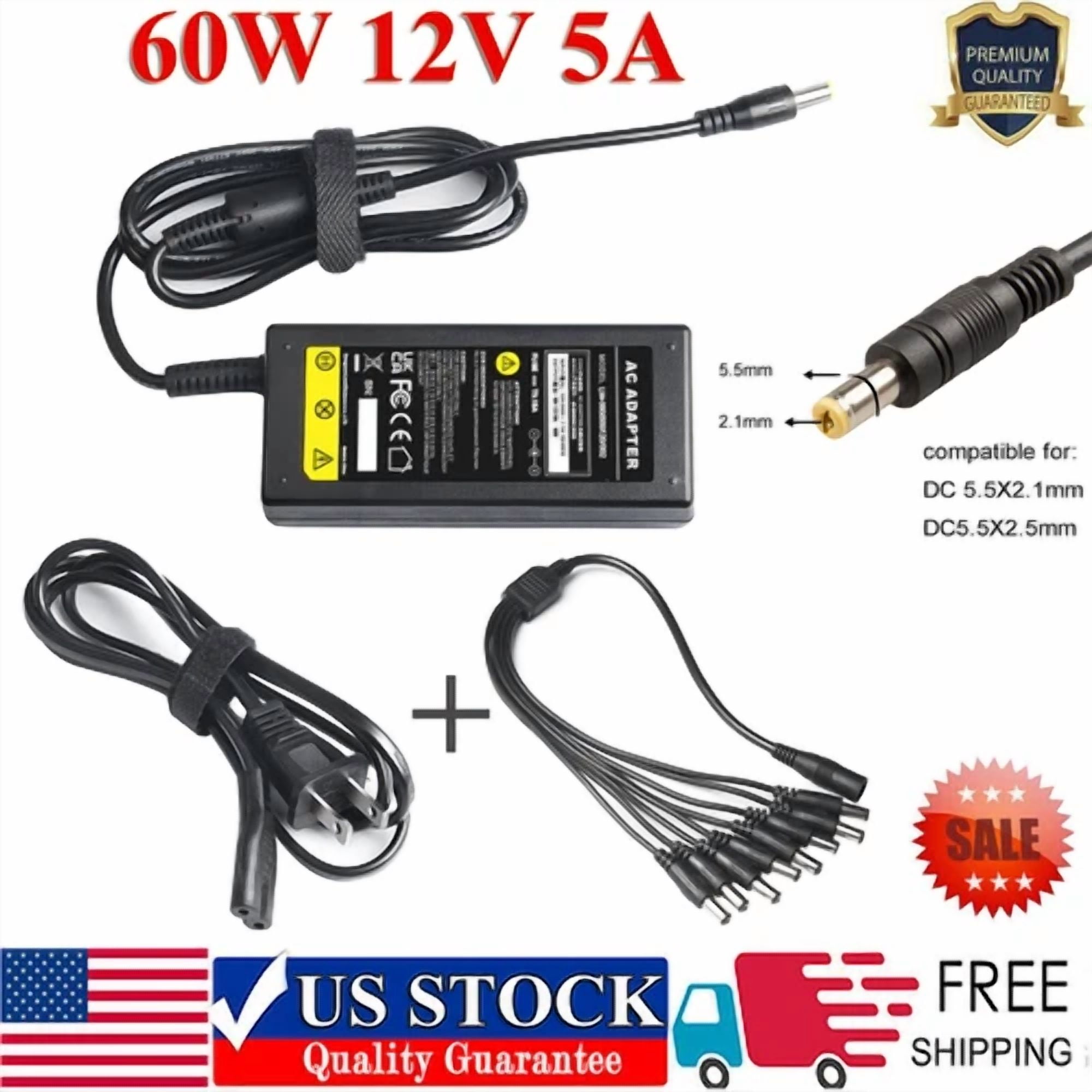 12V 5A Power Supply Adapter +8 Split Power Cable For Cctv Security ...