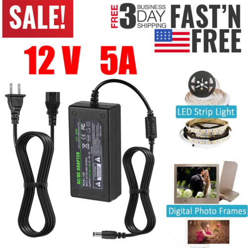 12V 5A Power Supply Adapter Converter AC to DC Transformers for LED ...