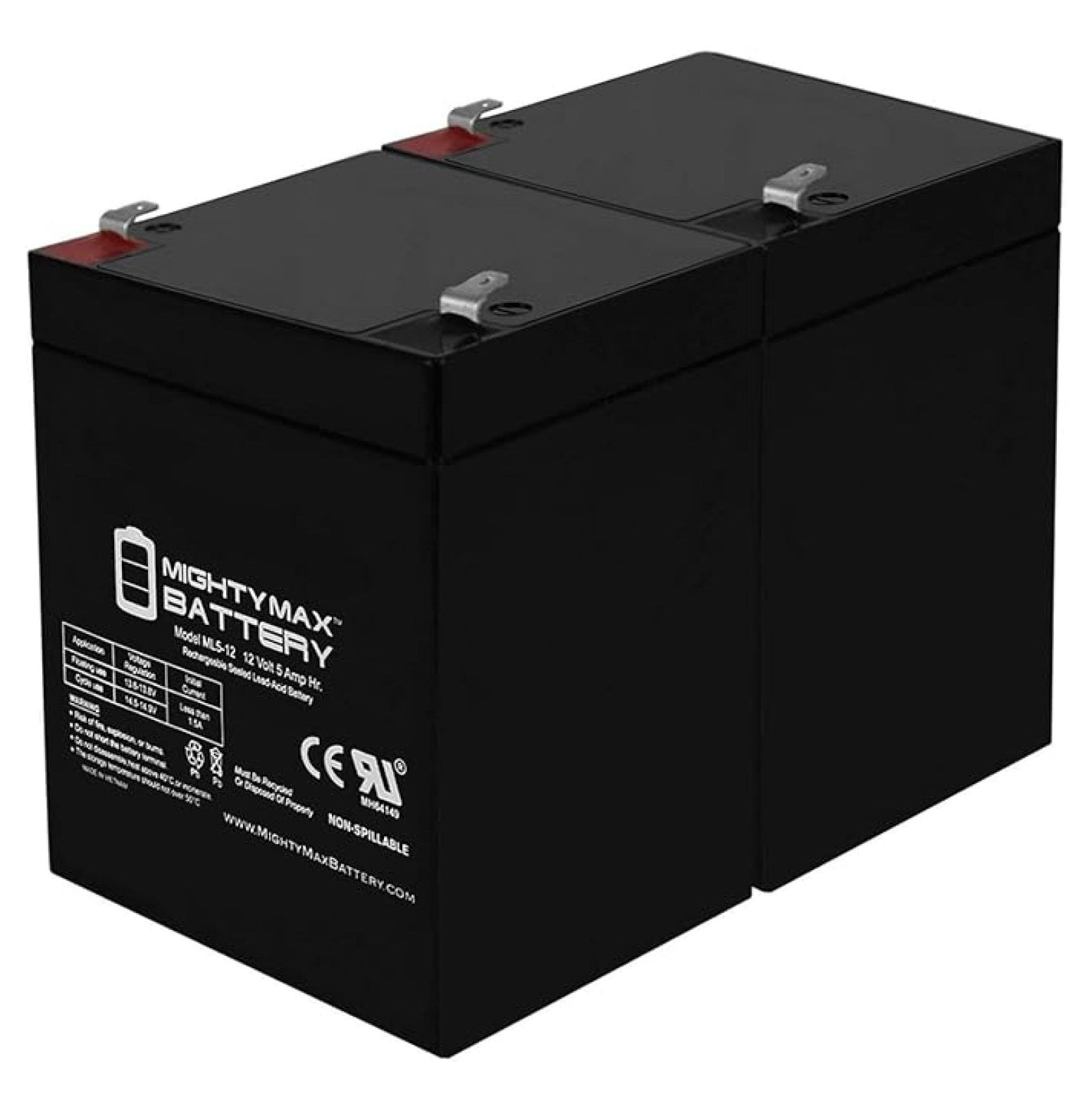 12V 5AH Battery for Liftmaster 485LM Evercharge Back-Up - 2 Pack ...