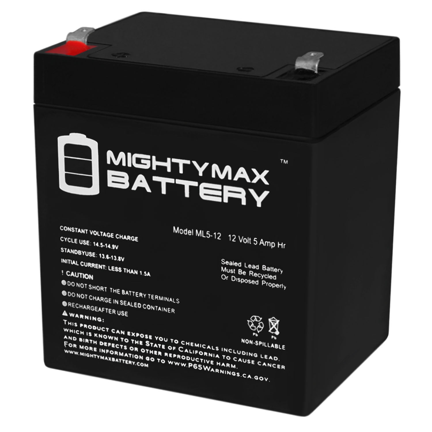 12V 5AH SLA Replacement Battery with F1 Terminal for DJW12-4.5 ...