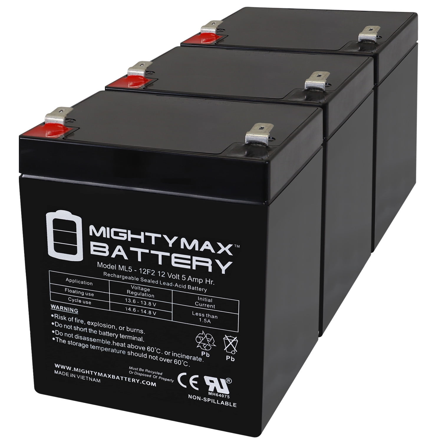 12V 5Ah F2 SLA Replacement Battery for HP R3000XR ERM 204510-001 - 3 ...