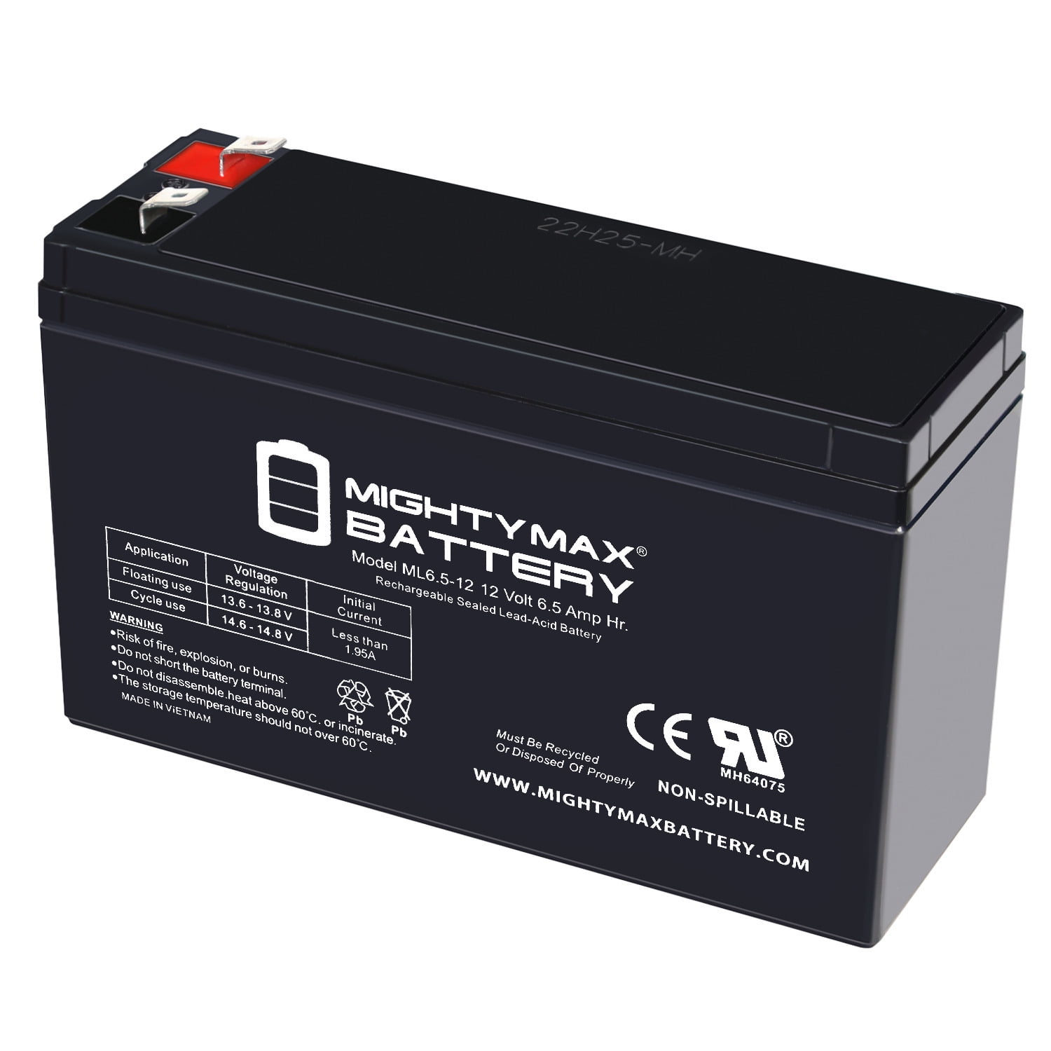 12V, 6.5Ah, AGM, F2 Terminal, Replacement Battery Compatible with APC ...