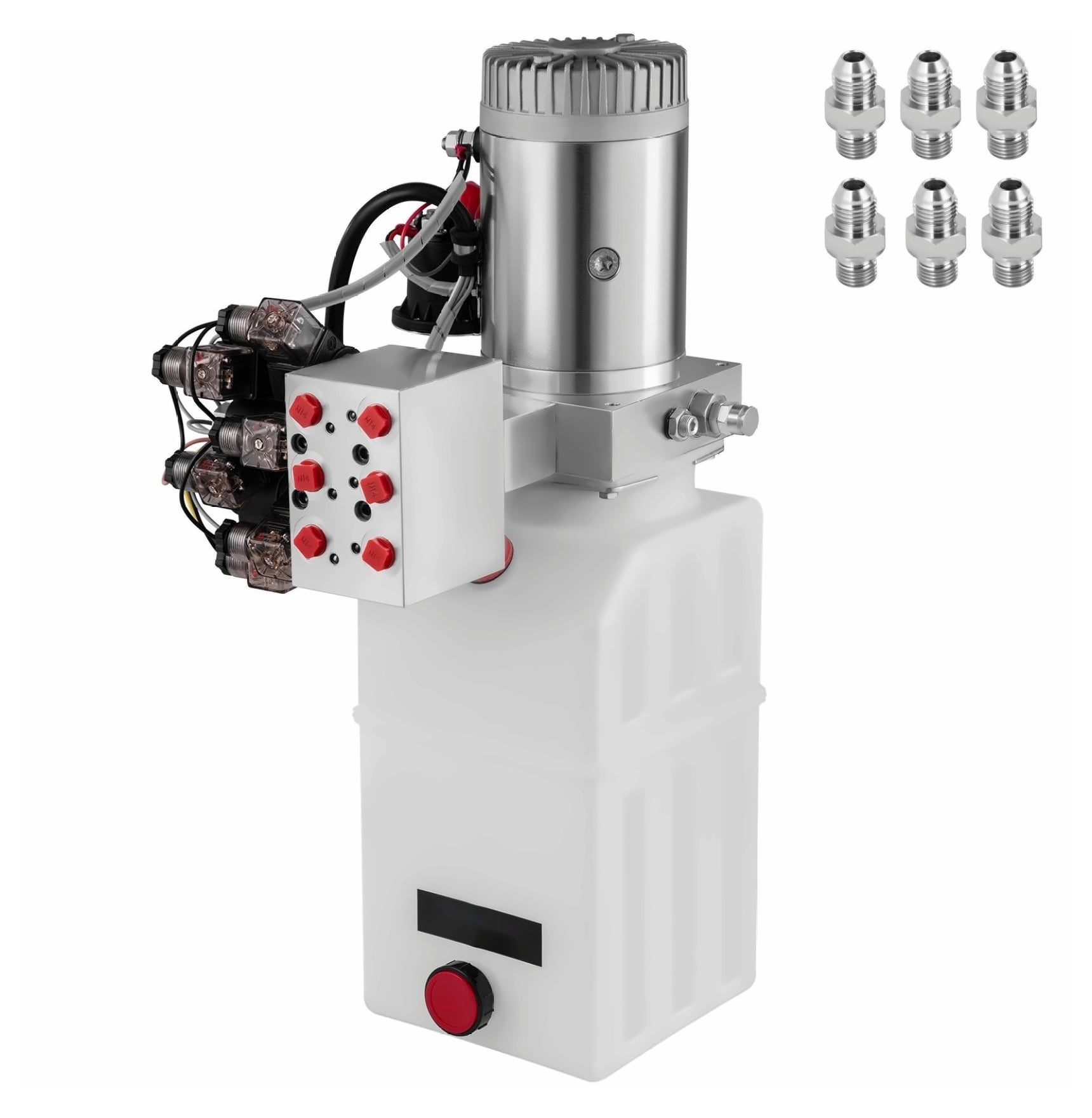12V 6 Quart Hydraulic Pump 6 Way Double Acting Dump Trailer Control Kit ...