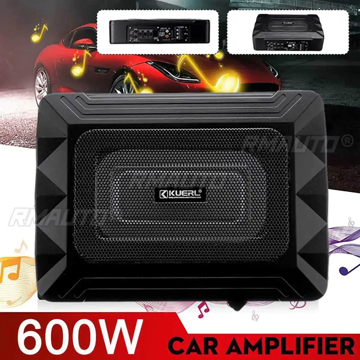 12V 600W Car Active Subwoofer Audio Speaker Amplifier Ultra thin ...
