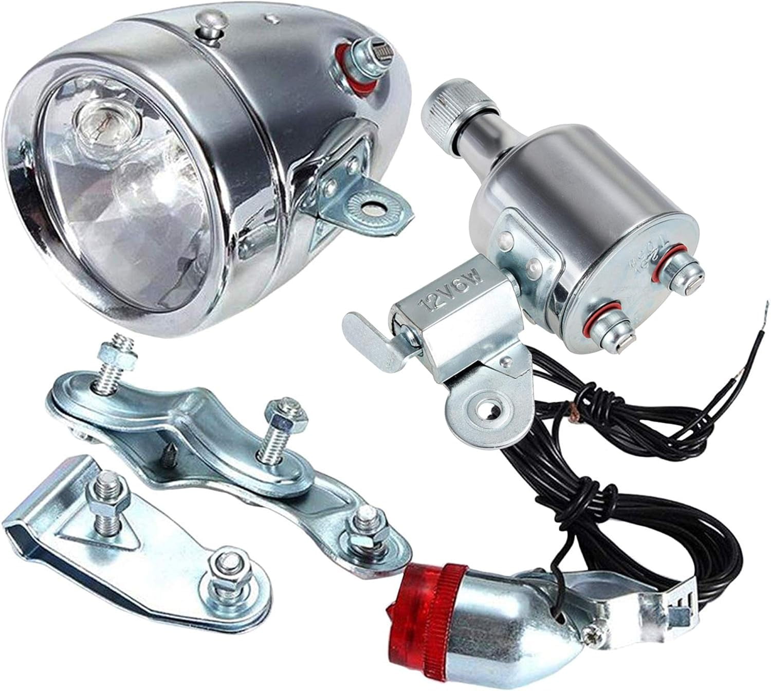 12V 6W Friction Generator Dynamo Headlight Tail Light Kit for Bicycle ...