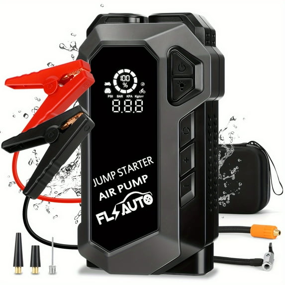 12V 7-in-1 Portable Jump Box - with 150 PSI Air Compressor, LED Light ...