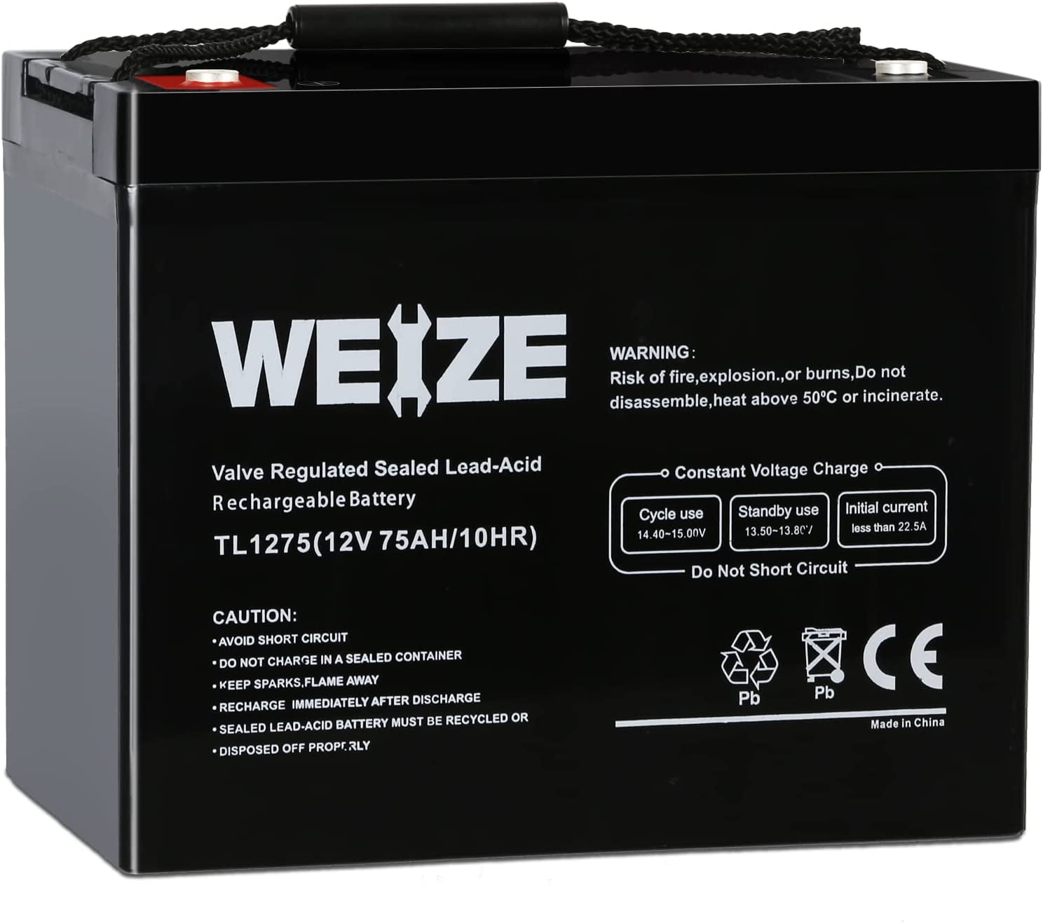 12V 75AH Sealed Lead Acid Rechargeable Deep Cycle SLA AGM Battery for ...
