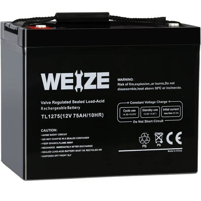 12V 75AH Sealed Lead Acid Rechargeable Deep Cycle SLA AGM Battery for ...