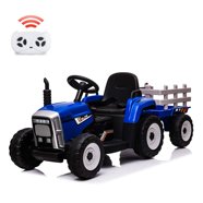 Costway Kids 12V Ride On Tractor, Trailer, Ground Loader, Remote ...
