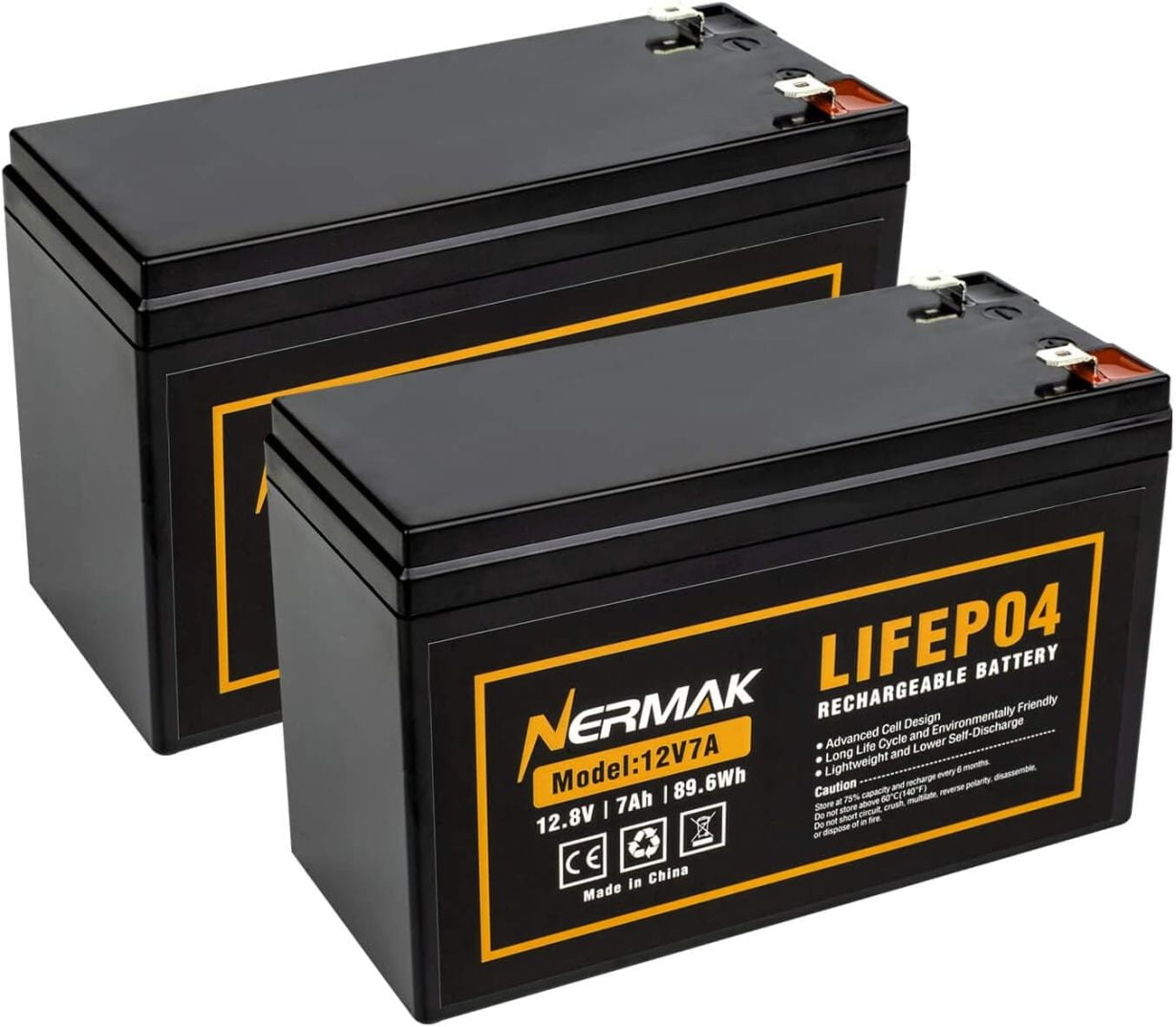 12V 7Ah (7.2Ah) Lithium LiFePO4 Battery 2 Pack, 2000+ Cycles Lithium Iron Phosphate Rechargeable ...