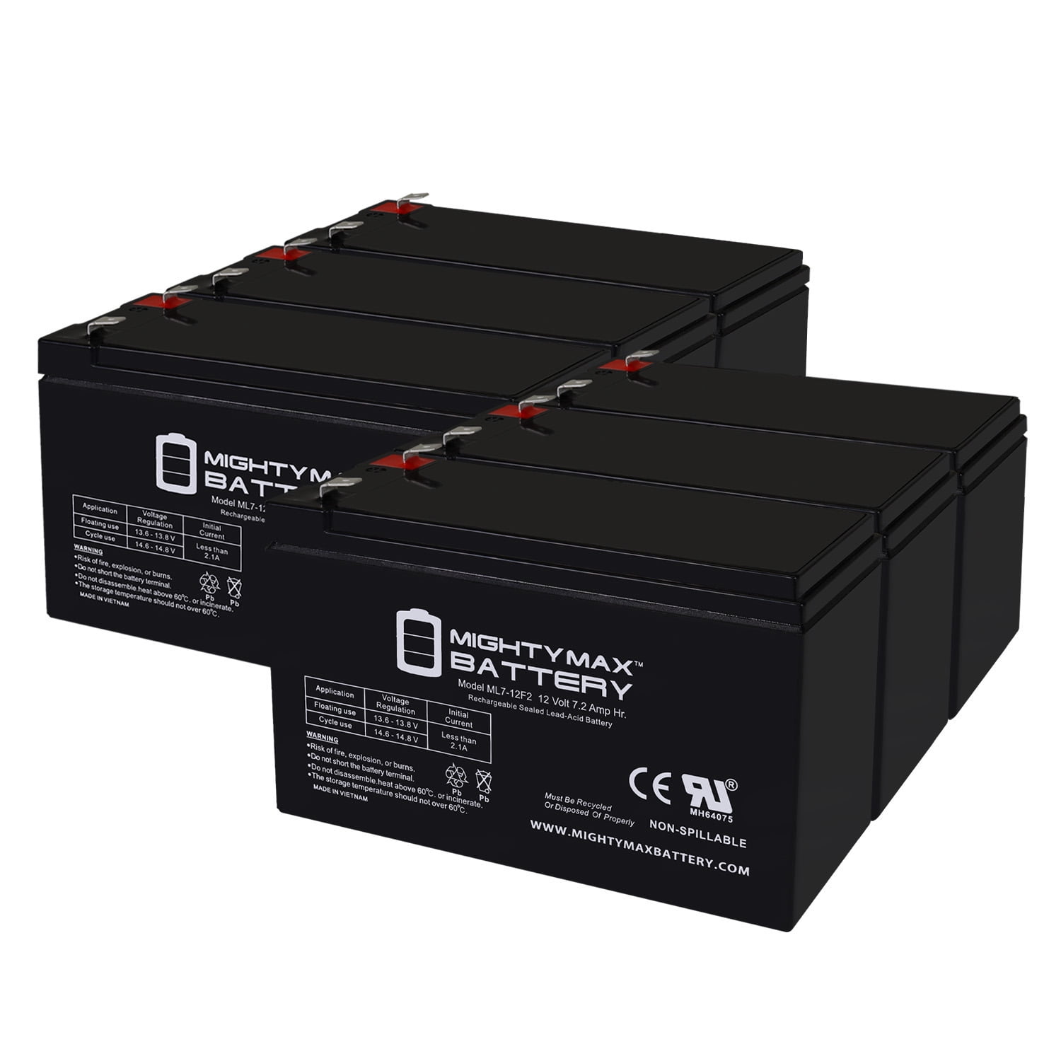 12V 7Ah F2 Replacement Battery for Altronix AL300ULPD8CB - 6 Pack ...