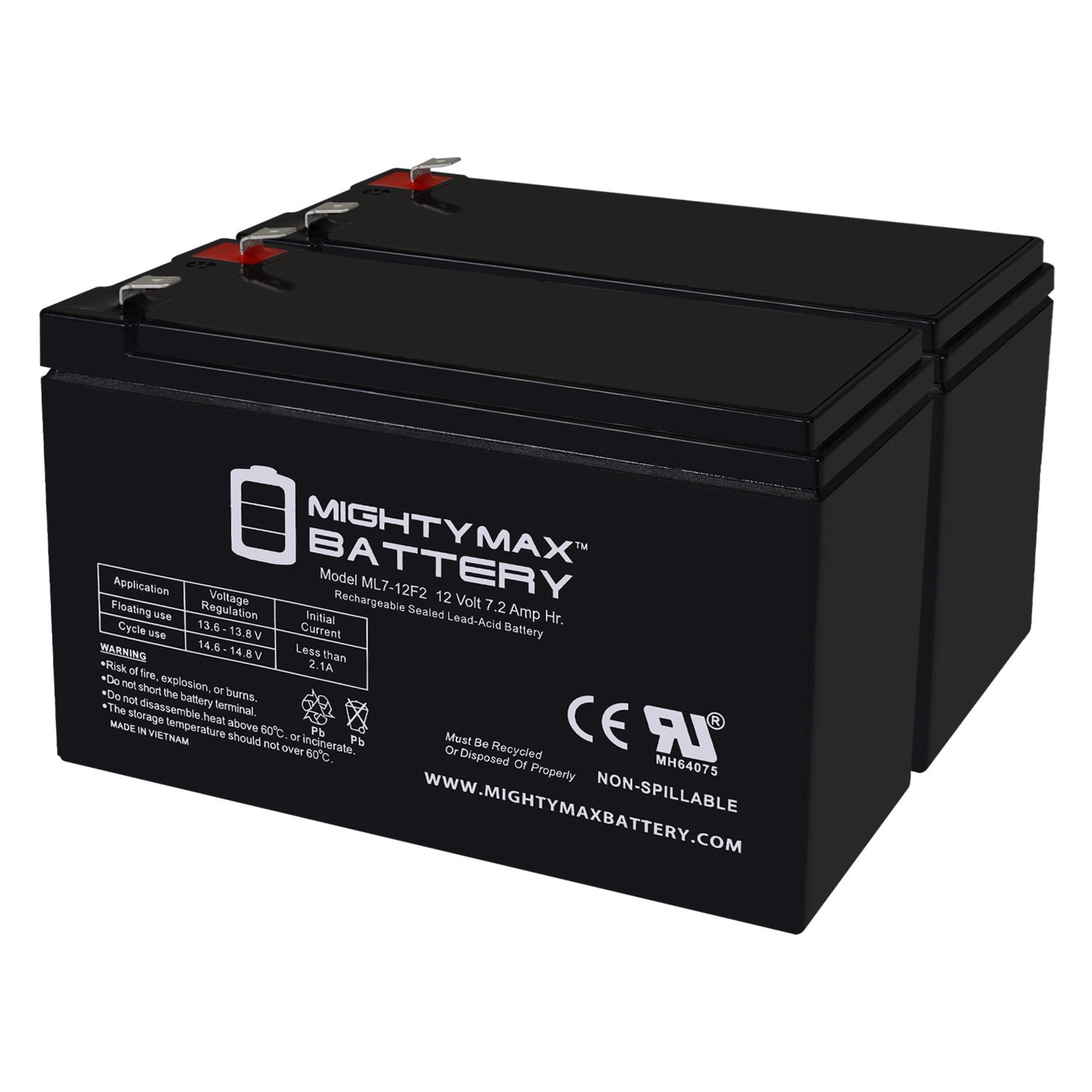 12V 7Ah F2 Replacement Battery for Expocell ELT-1280 - 2 Pack - Walmart ...