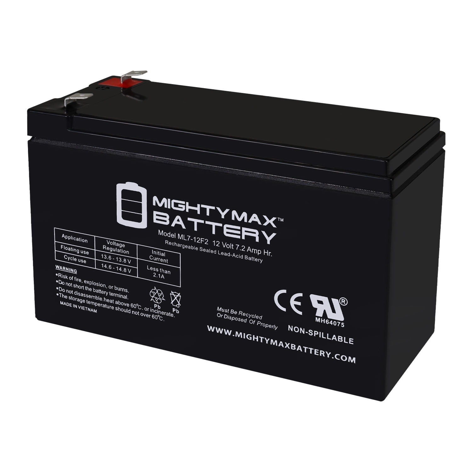 12V 7Ah F2 Replacement Battery for Hps12-28w - Walmart Business Supplies