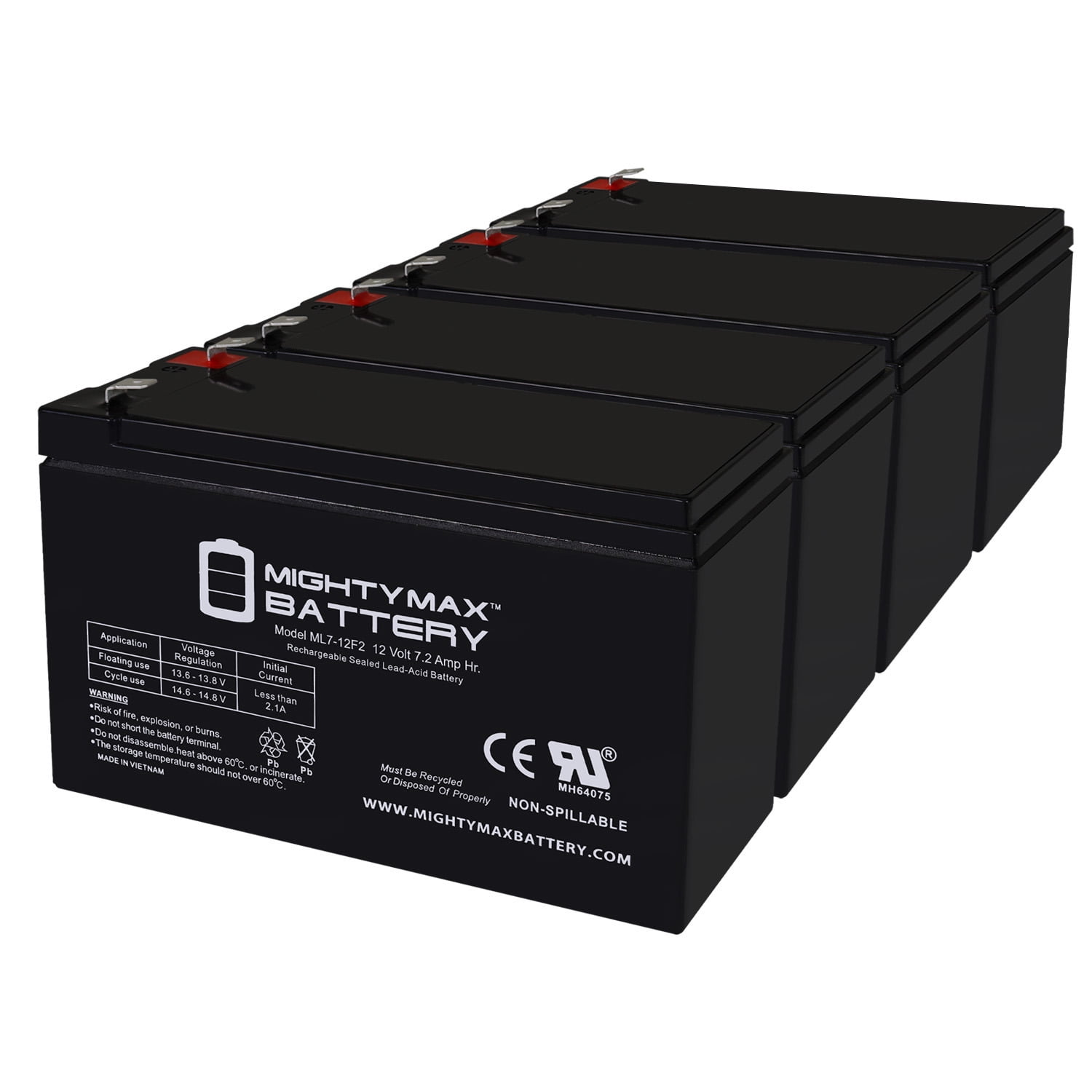 12V 7Ah F2 Replacement Battery for Mighty Mule Gate Opener FM500 - 4 ...