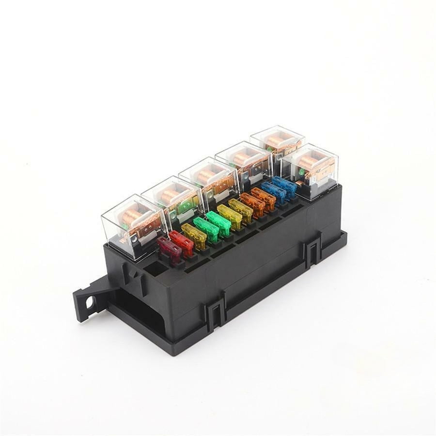 12V 80A Universal 11-way FUSE RELAY BOX Block Holder & 6Pcs Relays For ...