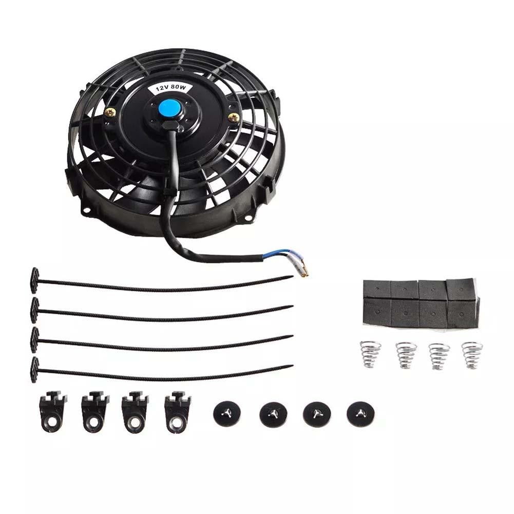 12V 80W Car Engine Cooling Fan 7 Inch With Mounting Accessorie Electric ...