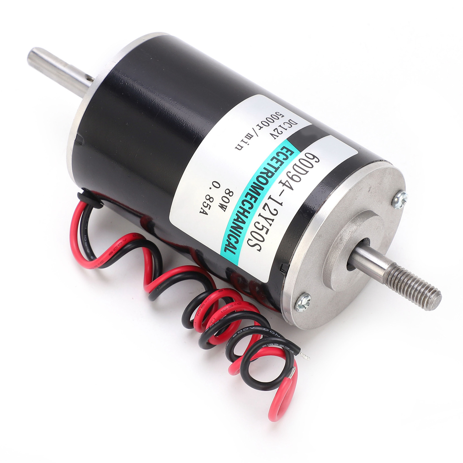 12V 80W High-Speed DC Motor with Dual Output Shaft for CW & CCW ...
