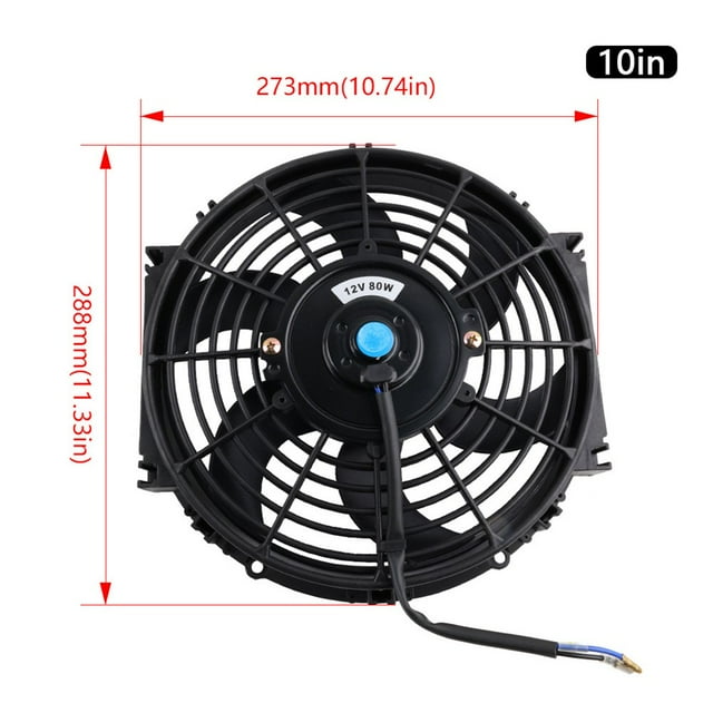 12V 80W Push/Pull Electric Radiator Slim Fan Intercooler Engine Cooling ...