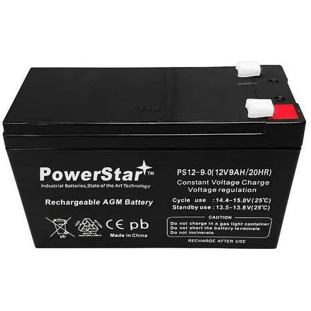 12V 9 12 9Ah Rechargeable Lead Acid Battery F2 Terminals 3 Year ...