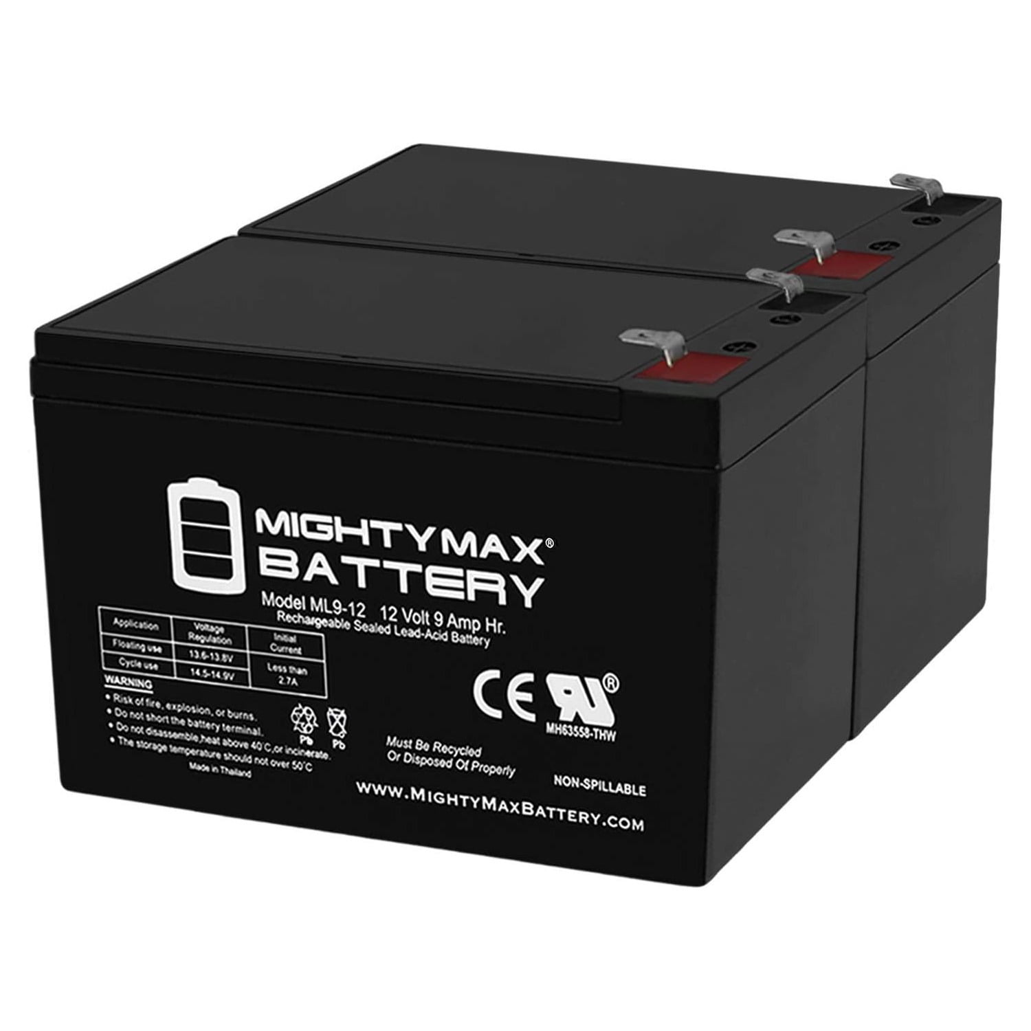 12V 9AH Sealed Lead Acid Battery Replaces CP1290 - 2 Pack - Walmart.com