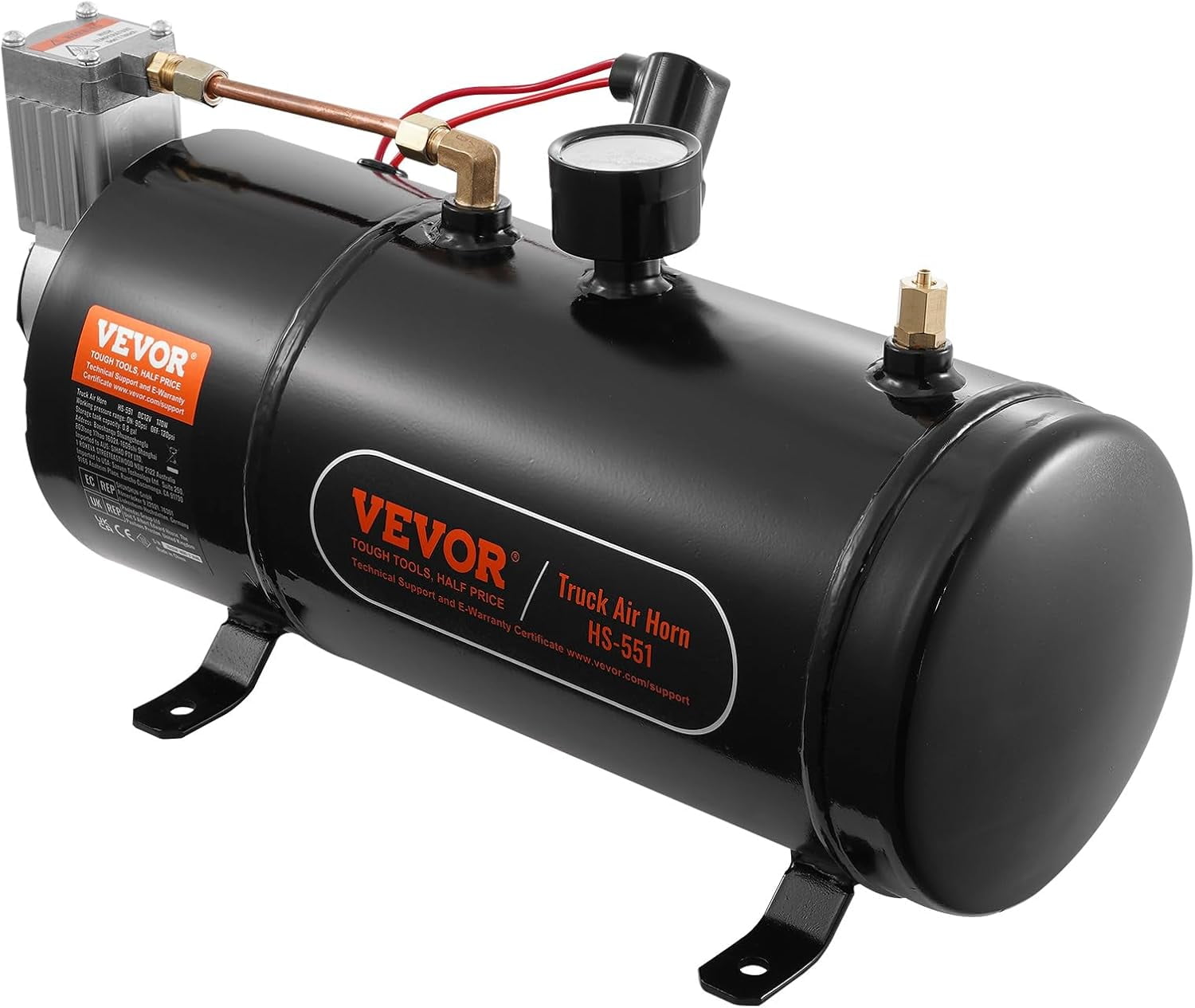 12V Air Compressor with 1.6 Gallon Tank, Train Horn Compressor, 120 psi ...