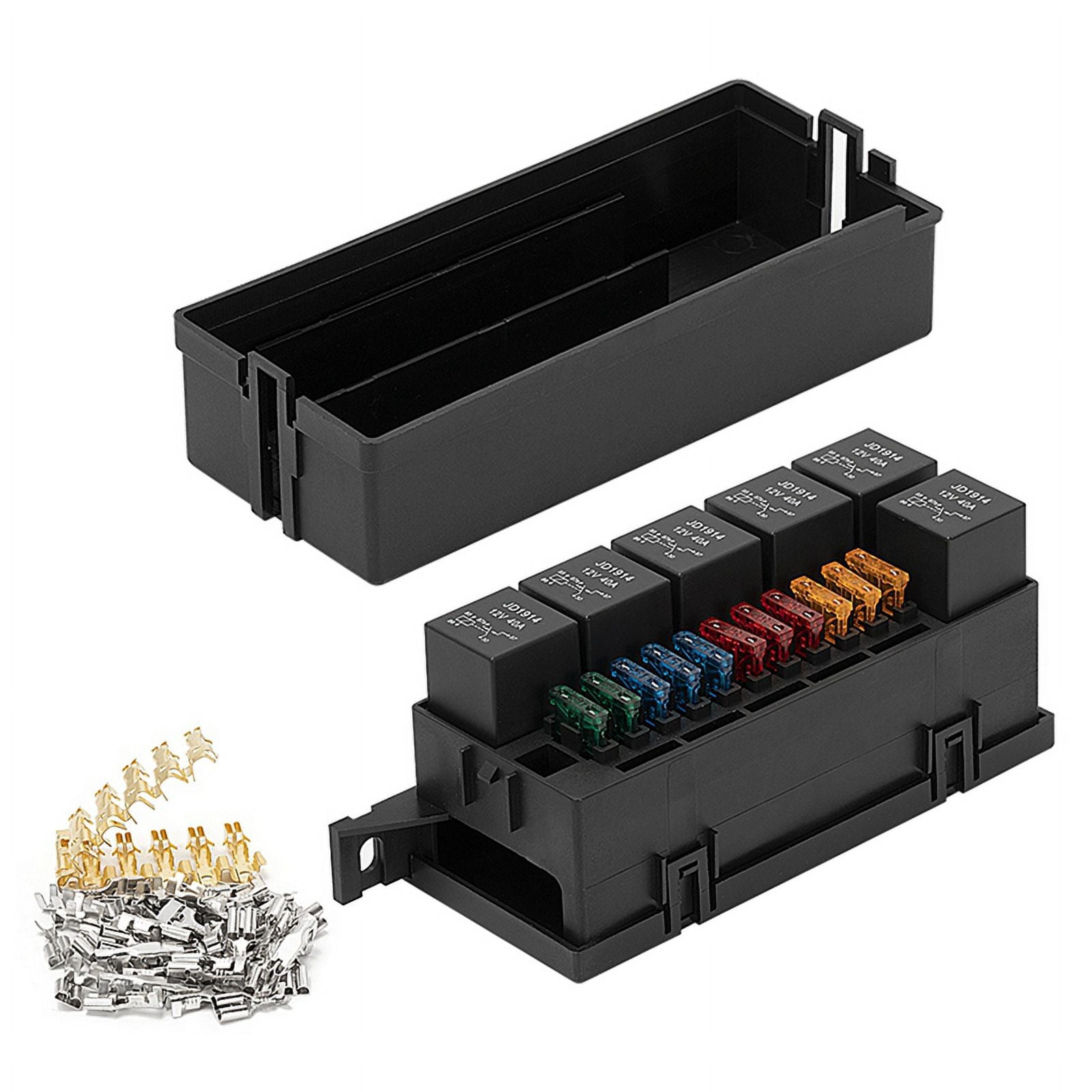 12V Auto 11 Way Fuse Relay Box Block with 5 Pin Relay and Fuses for ...