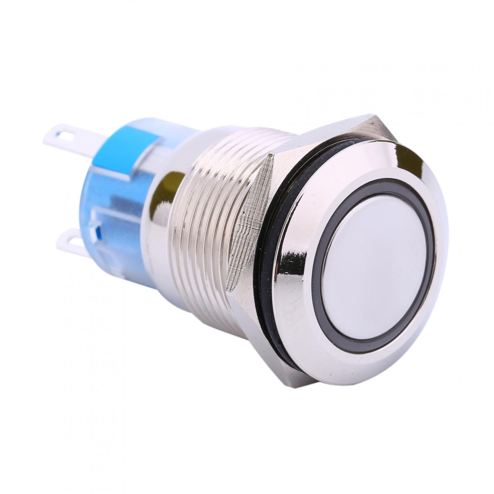 12V Auto Power Angel Eye Metal Push Button Blue LED Light Toggle Switch ...