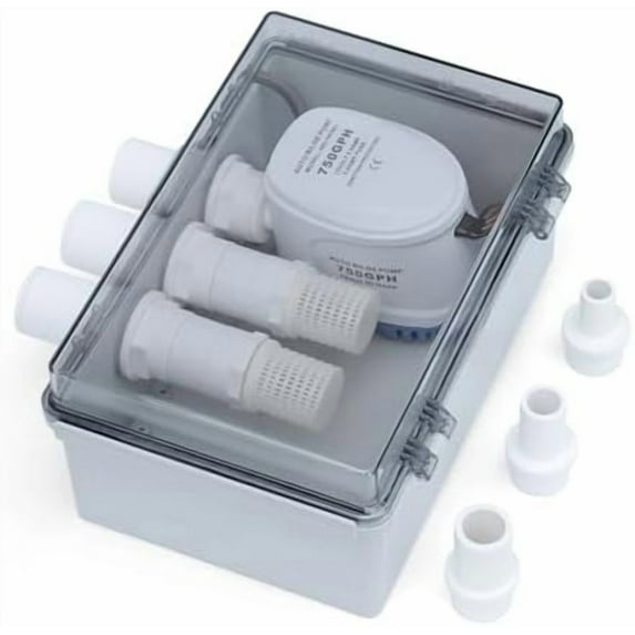12V Automatic Shower Sump Pump Box, 750GPH High-Flow Drain Pump with ...