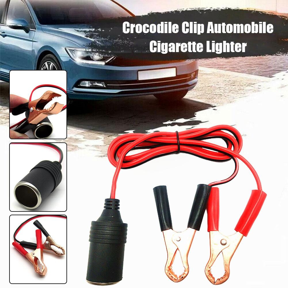 12V Battery Clamps Terminal Clip-on Car To Cigarette Socket Adapter ...