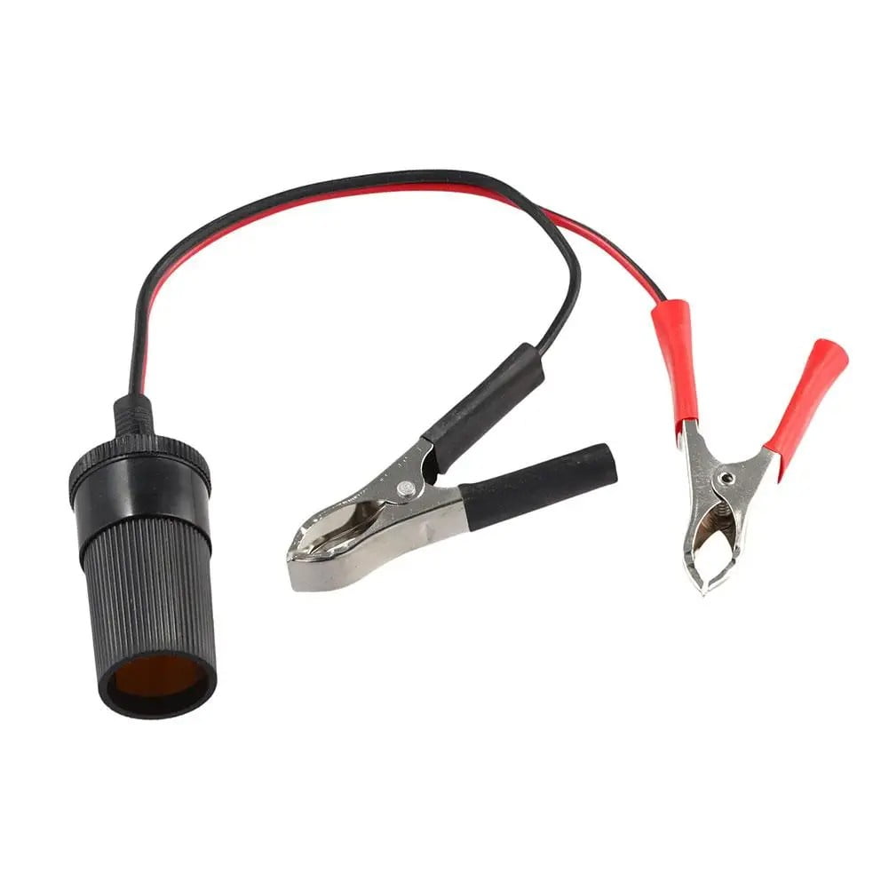 12V Battery Clip Connector Adapter Cable With Car Outlet Socket For ...