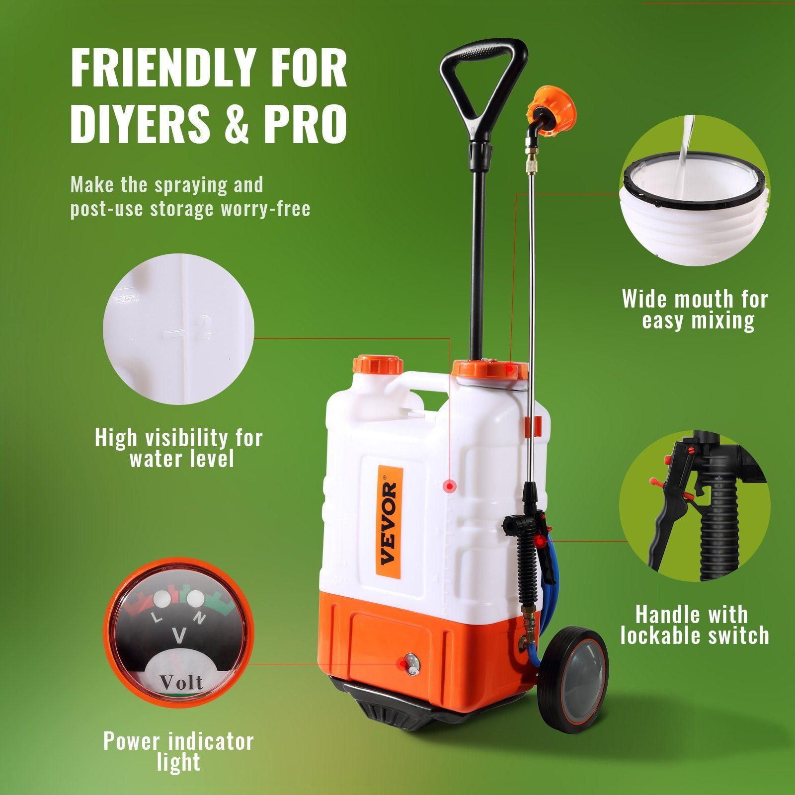 12V Battery Powered Backpack Sprayer on Cart, 4 Gallon Tank - Walmart.com