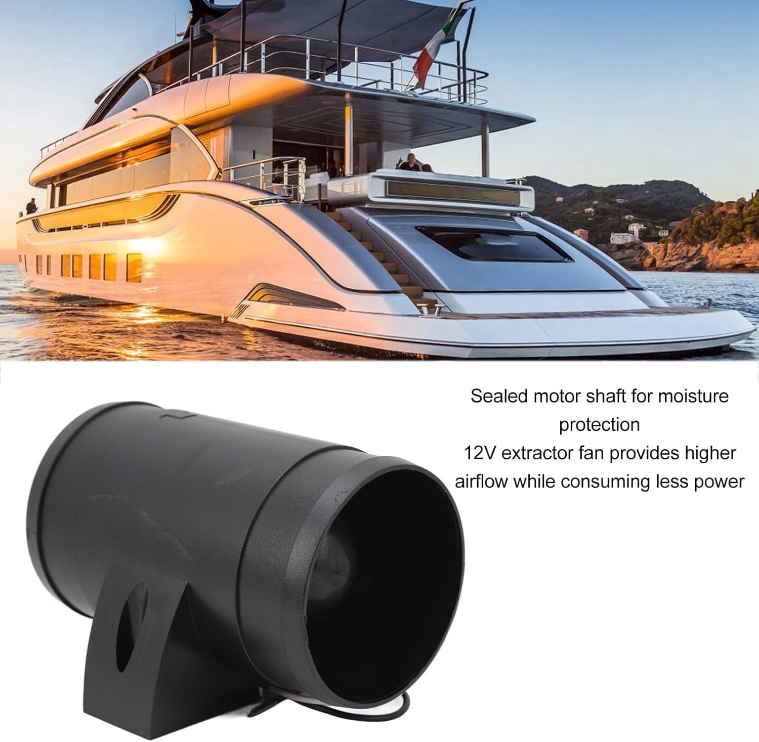12V Black Round Exhaust Duct Fan, 3in Ventilation Exhaust Fan, Blade ...