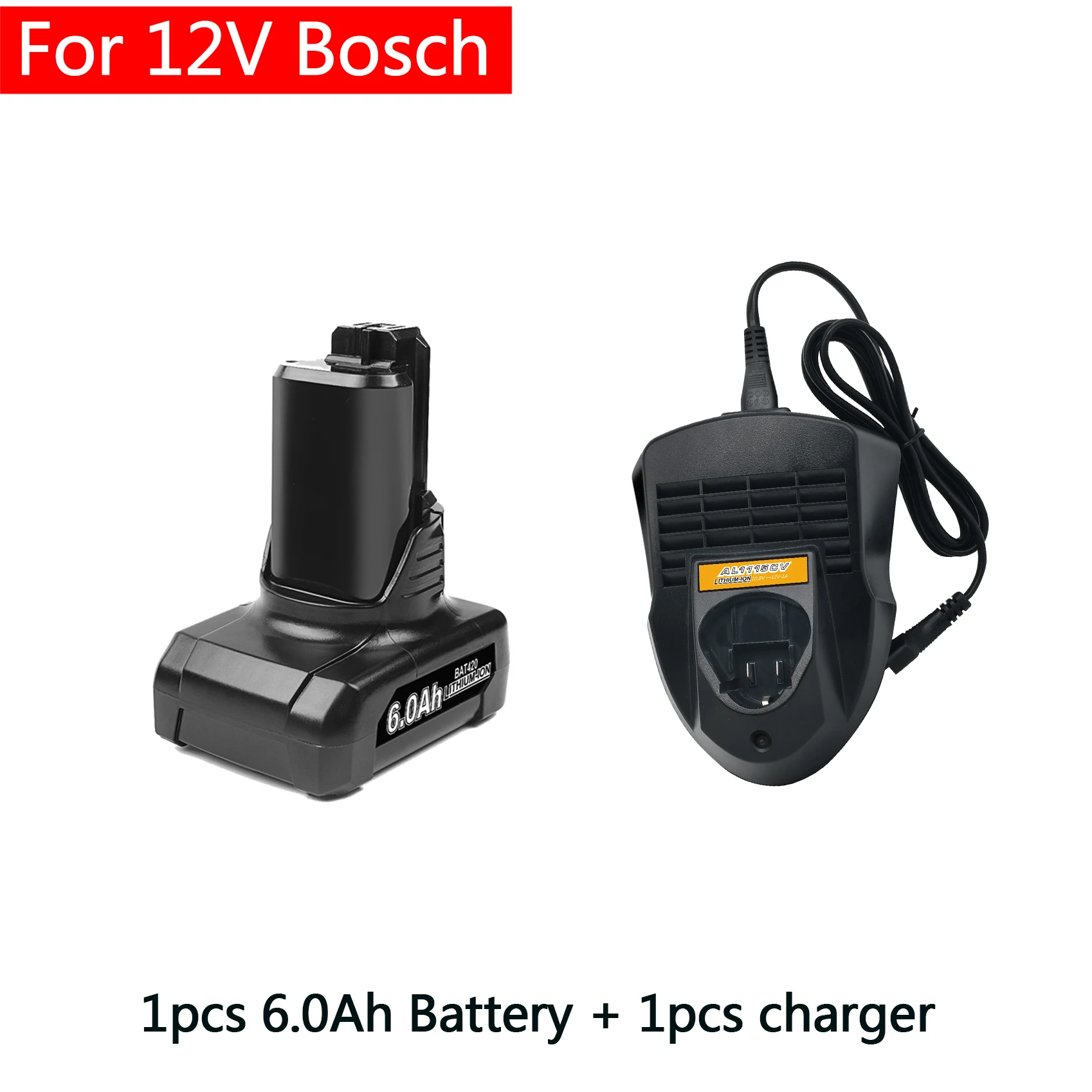 12V Bosch 6Ah Li-ion BAT420 BAT411 Replacement Battery for Bosch BAT411 BAT412 BAT413 BAT414 10 ...