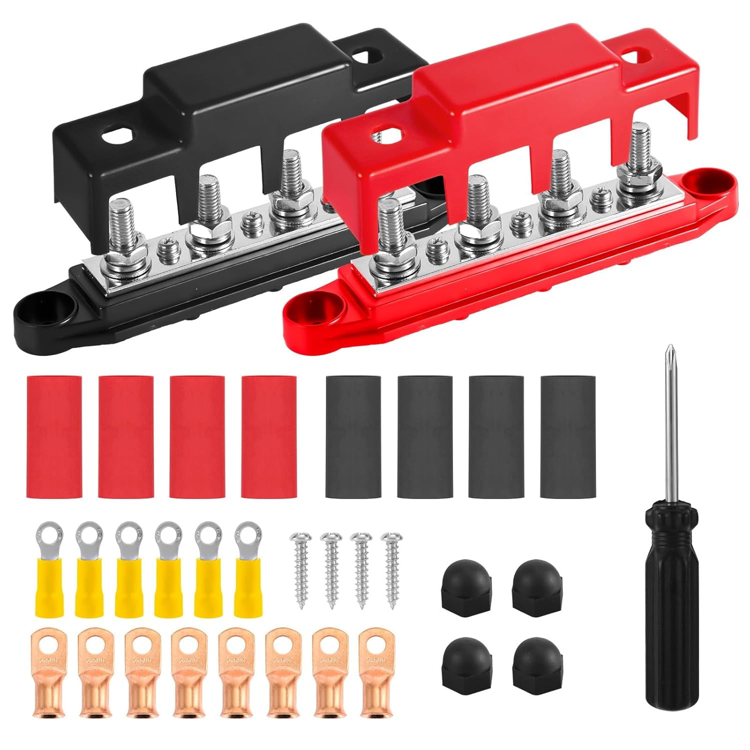 12V Bus Bar 150A Power y Distribution Busbar, 6 x 5/16" 4 Studs Buss ...