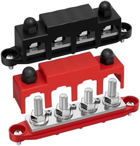 12V Bus Bar 250A Power Distribution Block Marine Busbar with 4 x M10 (3 ...