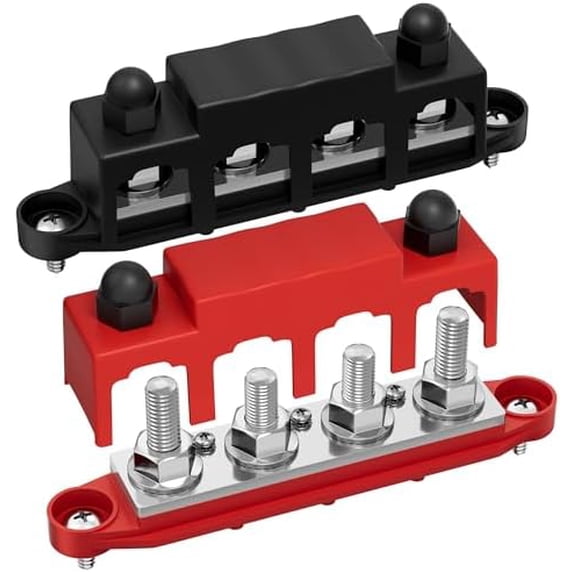 12V Bus Bar 250A Power Distribution Block Marine Busbar with 4 x M10 (3 ...
