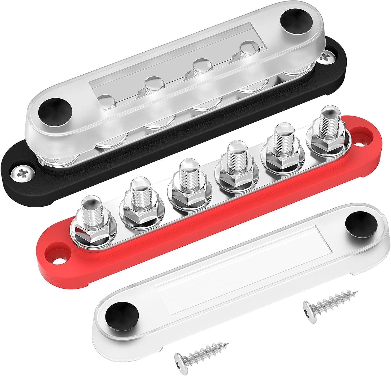 12V Bus Bar 6 x 5/16" (M8) Terminal Studs 12 Volt Power Distribution ...