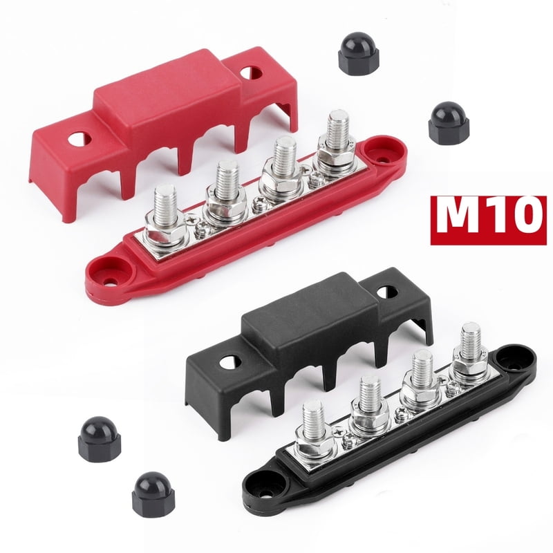 12V Bus Bar Terminal Positive Negative M8 M10 Battery Power 250A Distribution Block With Cover ...