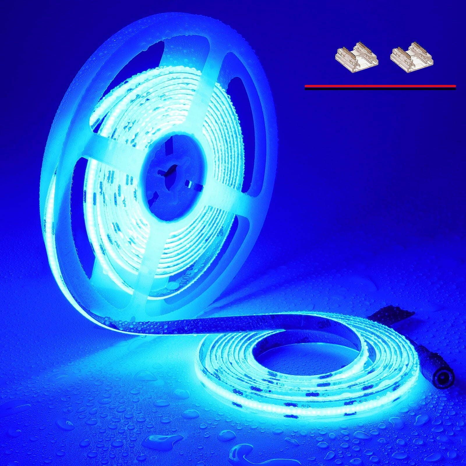 12V COB LED Strip 3000K Warm White Waterproof IP65 480LEDs/M Super Bright 4000Lm CRI>90 16.4ft ...