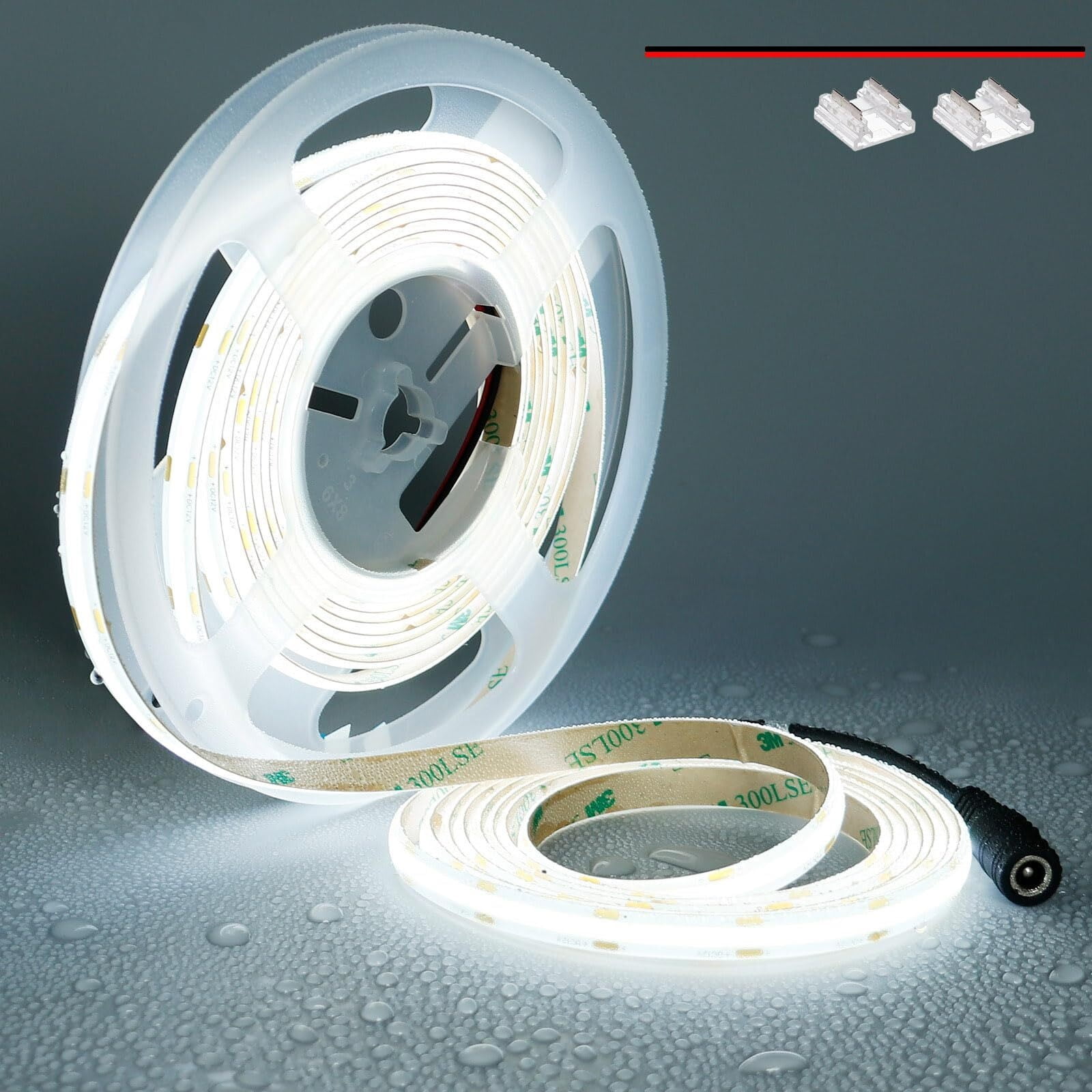 12V COB LED Strip 3000K Warm White Waterproof IP65 480LEDs/M Super Bright 4000Lm CRI>90 16.4ft ...