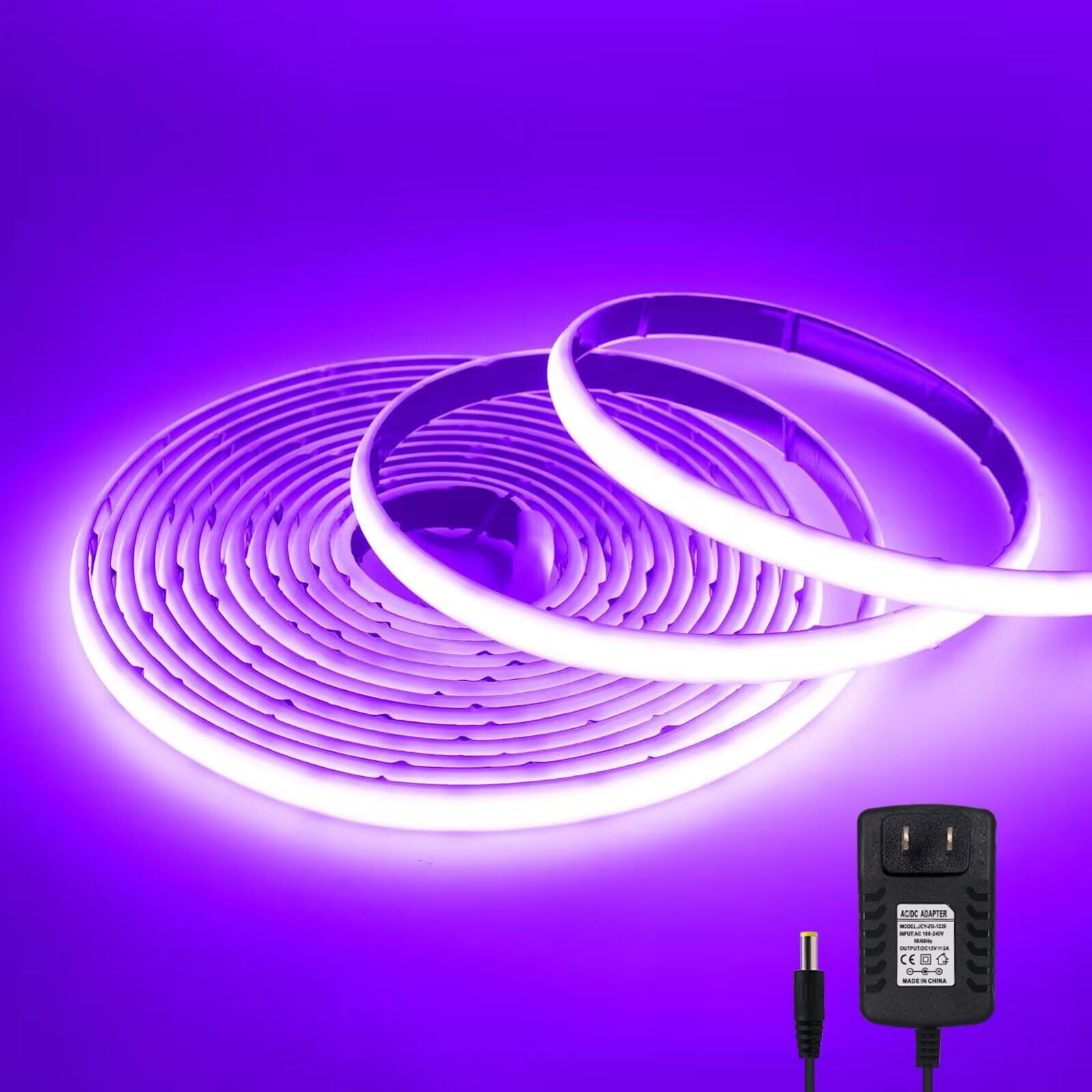 12V COB LED Strip Light 10M,White 6000-6500K,Waterproof Flexible Super ...