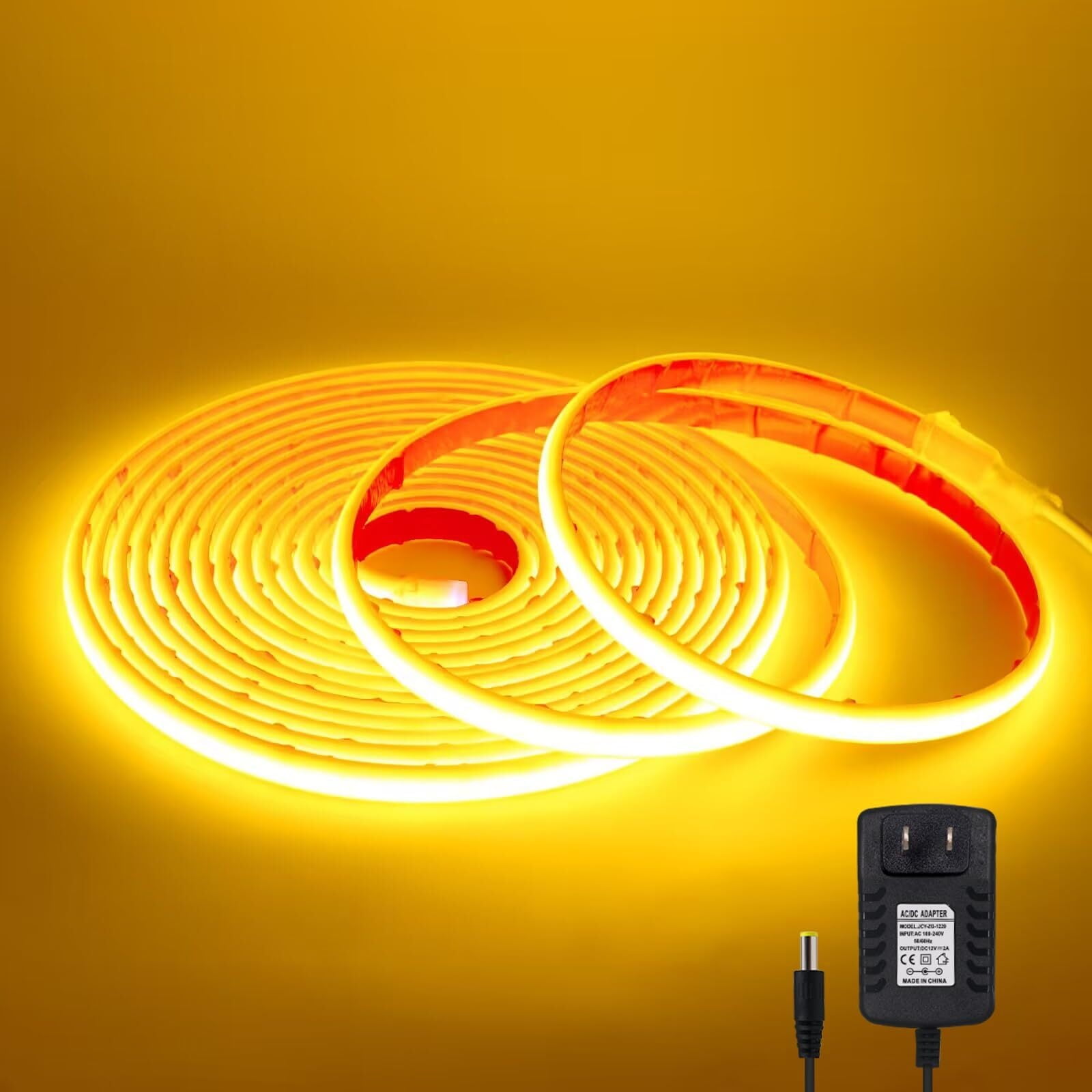 12V COB LED Strip Light 10M,White 6000-6500K,Waterproof Flexible Super Bright Silicone FCOB LED ...