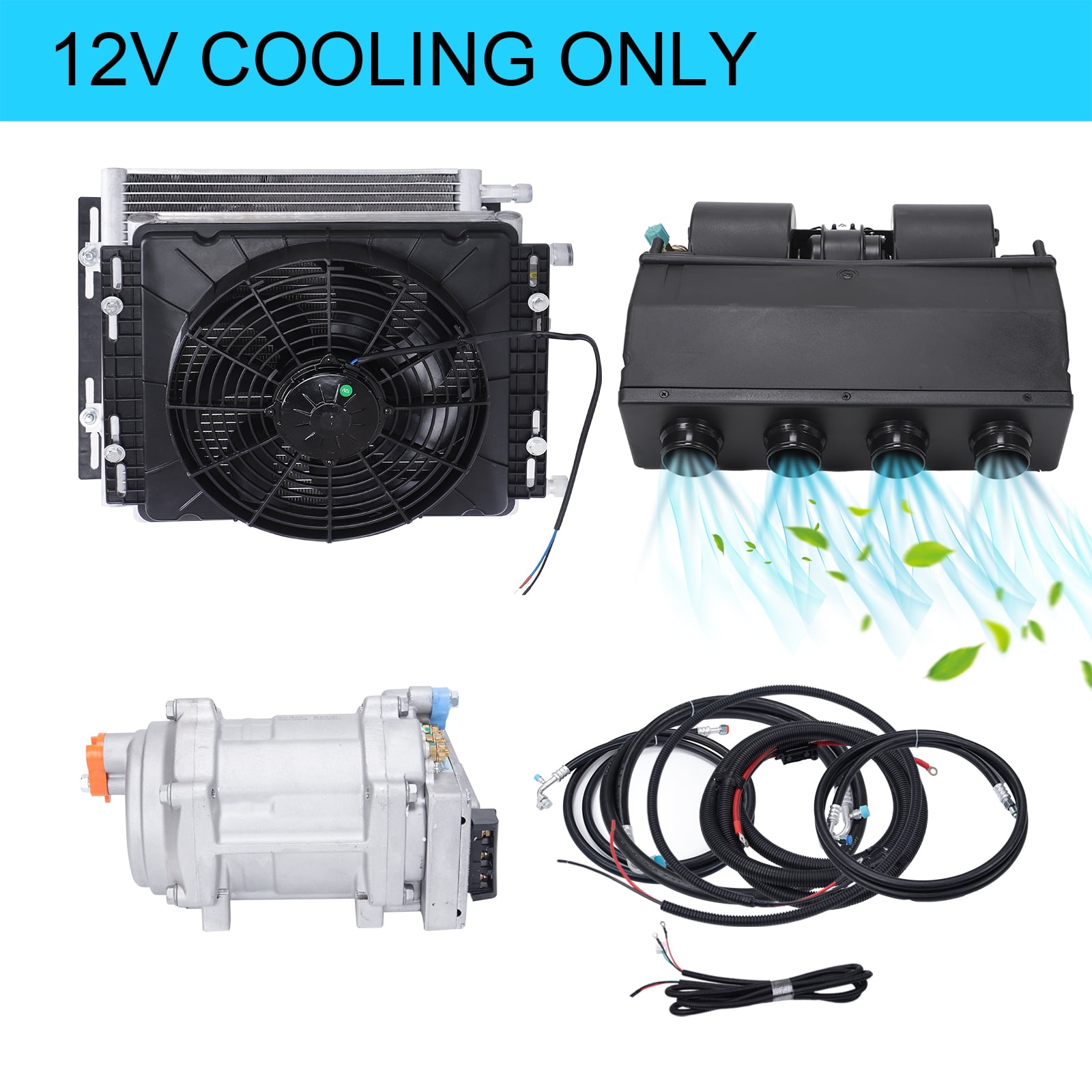 12V Car Air Conditioner Electric Underdash A/C Kit Compressor Cooling ...